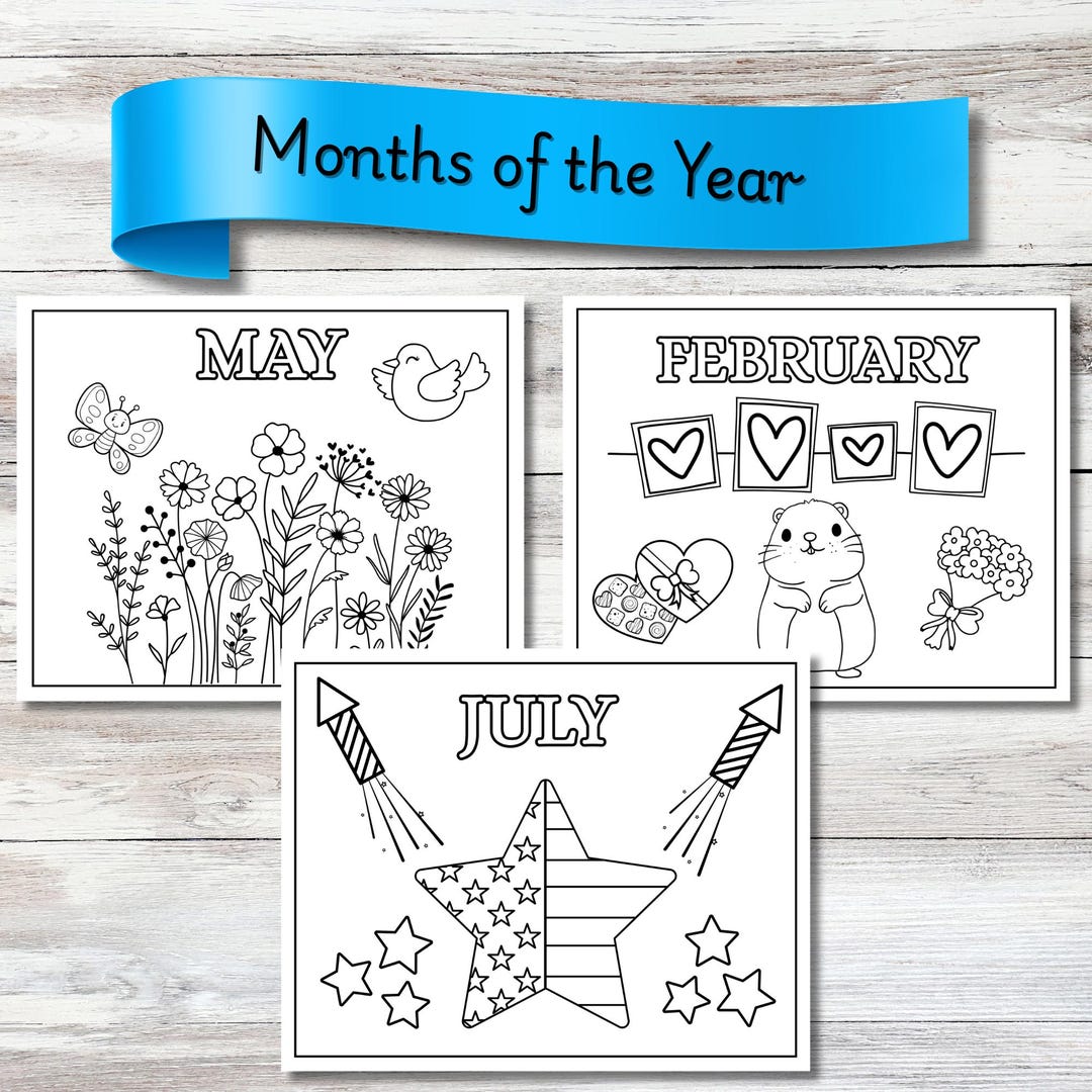 Months of the Year Coloring Pages Educational Coloring Activity for ...