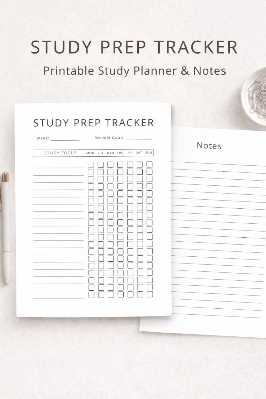 Study Prep Tracker Template Printable | Weekly Study Planner | Exam ...