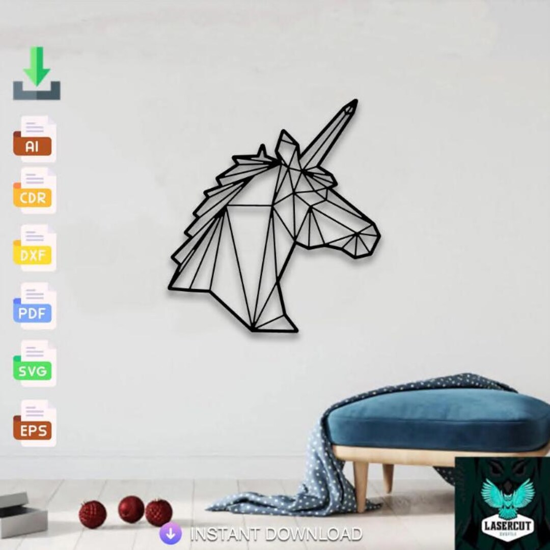 Geometric Unicorn SVG DXF Files: CNC Laser Cut Design (digital Download ...