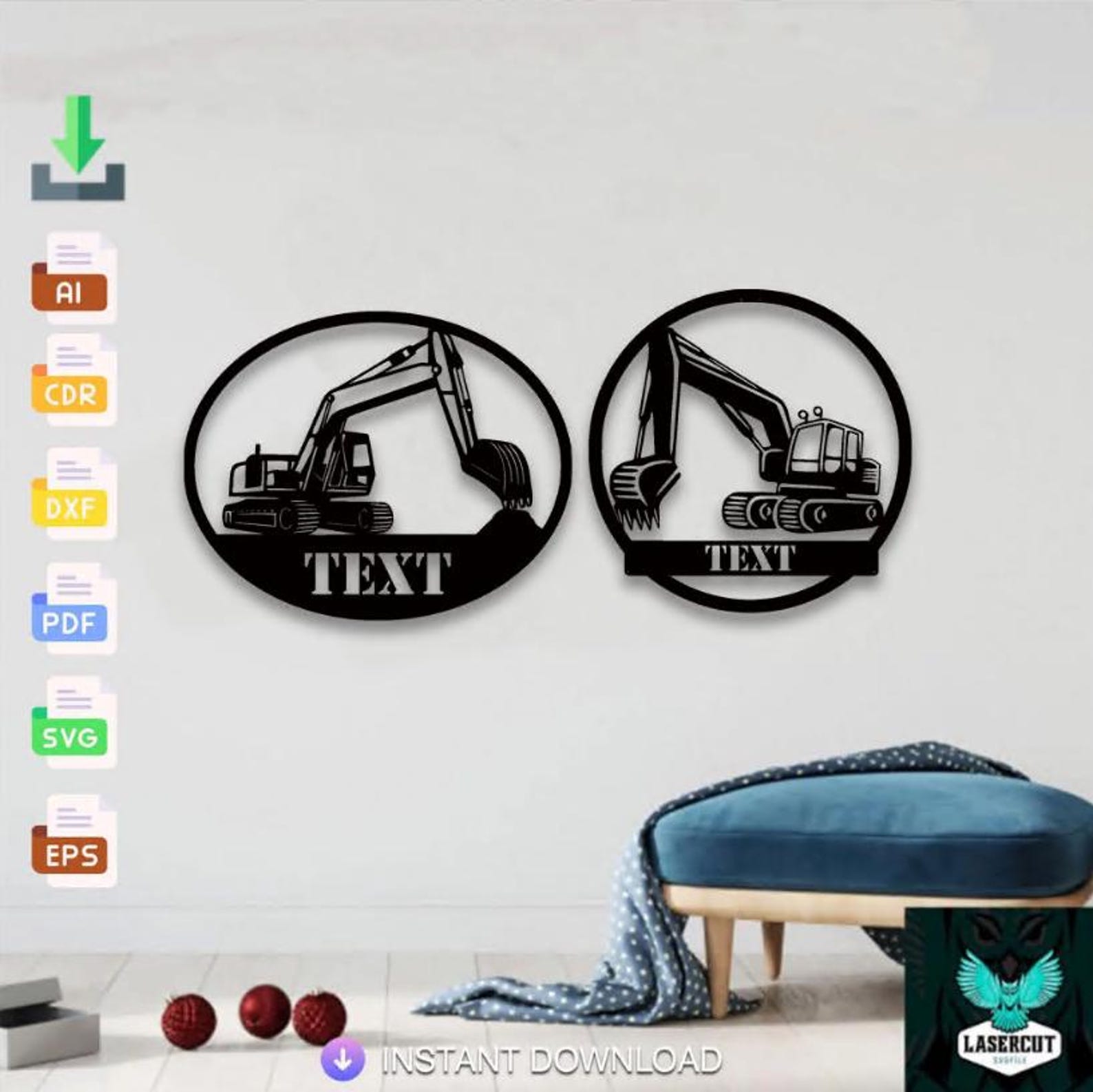 Personalized Excavator Sign: Laser Cut SVG DXF Files (digital Download ...