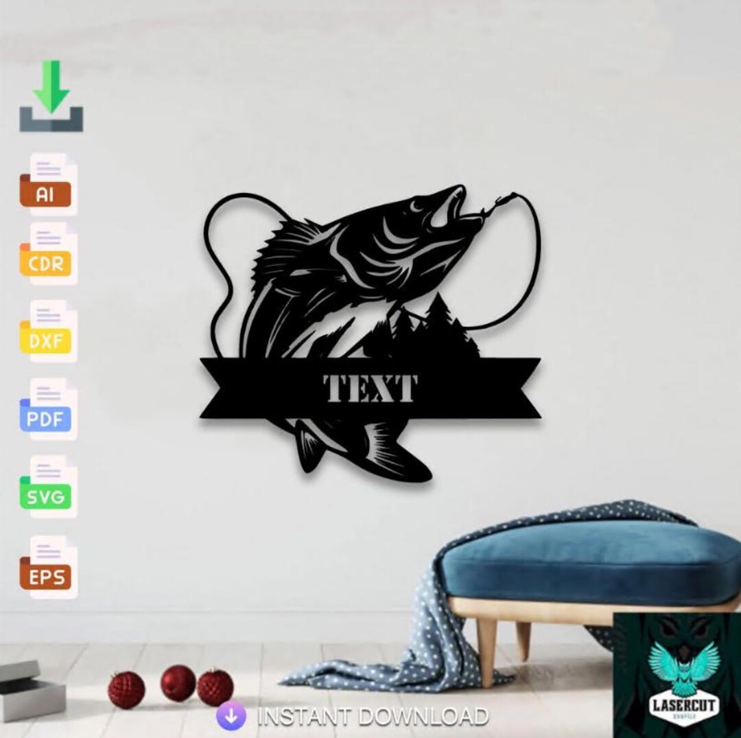 Laser Cut Walleye Angler Design: SVG DXF Vektordateien (Digitaler ...