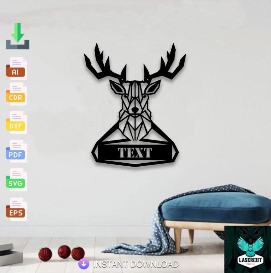Deer Head Laser Cut File: SVG DXF Vector Template (digital Download) - Etsy