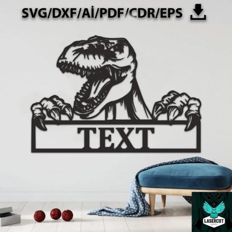 Personalized Dinosaur Laser Cut File, SVG DXF Vector (digital Download ...