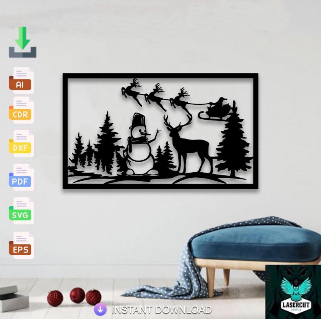 Rustic Metal Christmas Tree Wall Decor: CNC Vector Art (digital ...