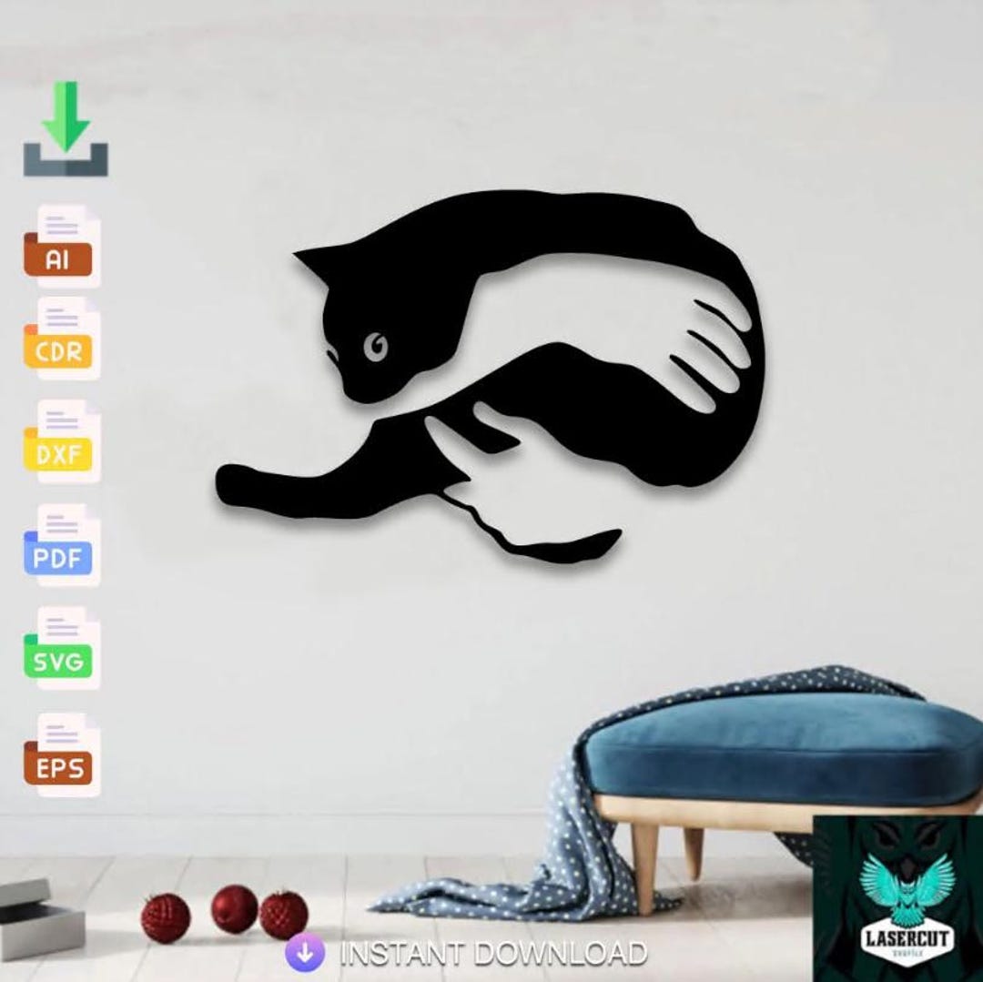 Cat Hug Wall Art, Laser Cut Files (digital Download) - Etsy