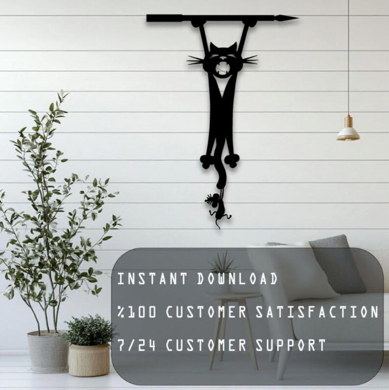 Laser Cut Cat and Mouse SVG: Wall Art, Decal, Engraving Template ...