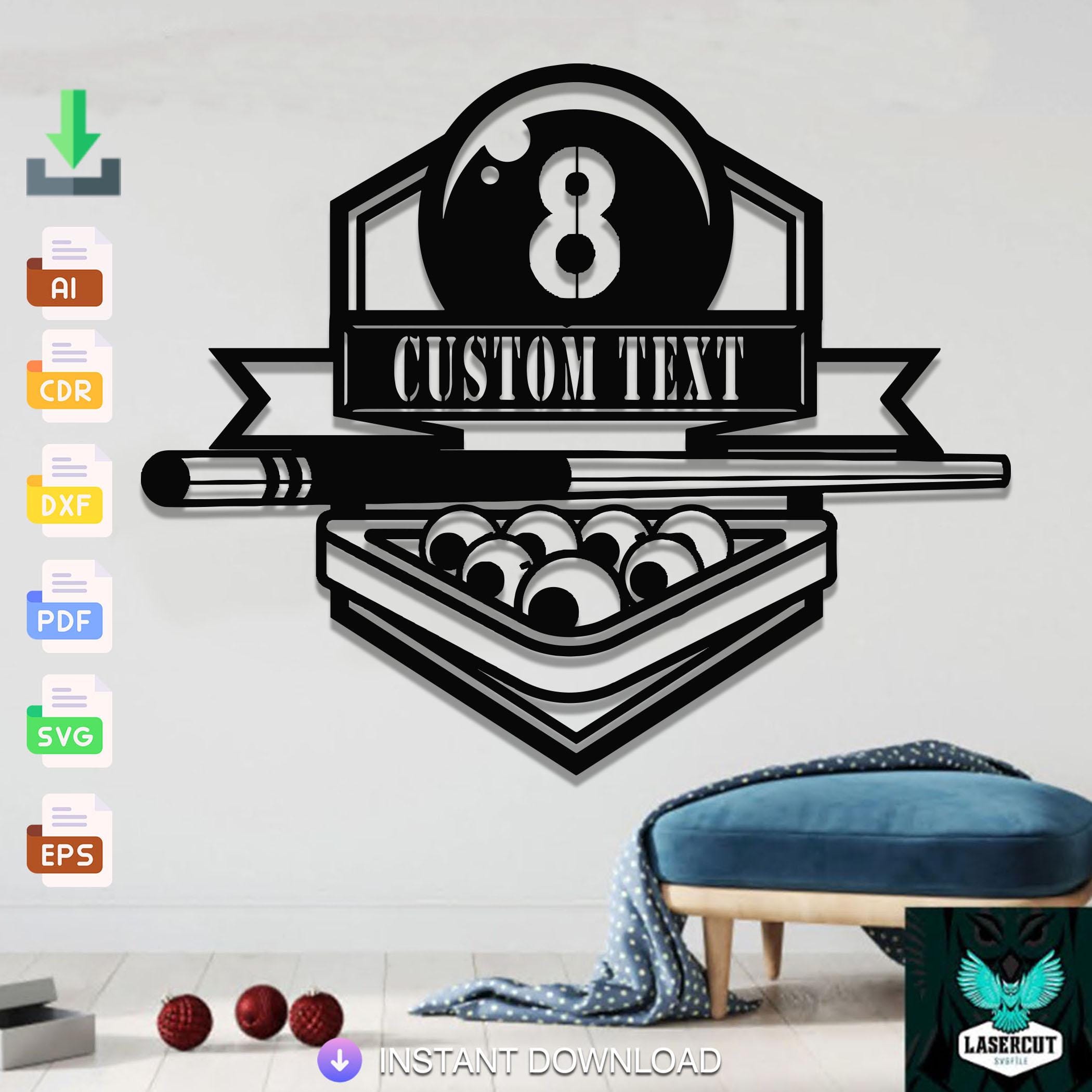 Personalized Billiard Svg Laser Cut Svg Dxf File Wall Sticker Engraving ...