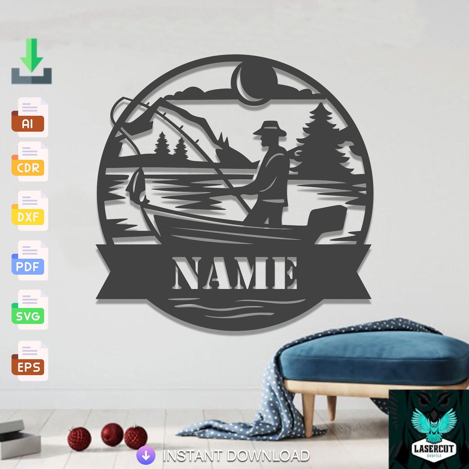 Personalized Fishing Sign SVG: Laser Cut File (digital Download) - Etsy