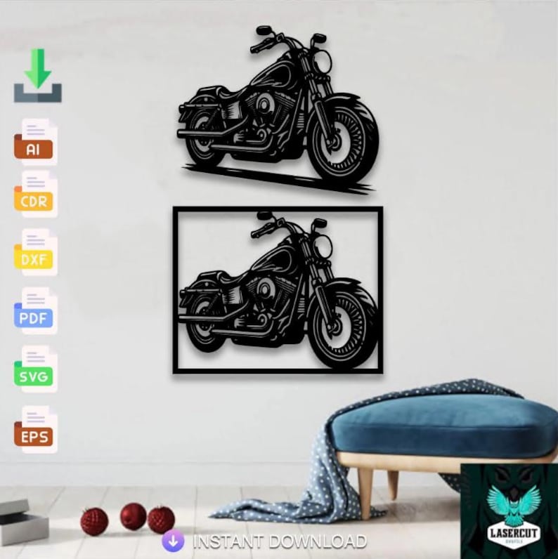 Harley Motorcycle Svg File Laser Cut Svg Dxf Files Wall Sticker ...