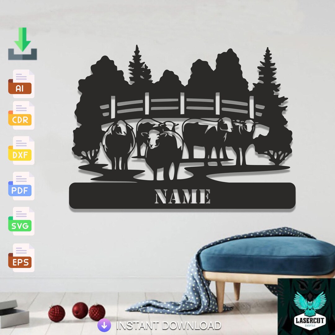 Personalized Sheep Laser Cut File: Wall Art SVG DXF (digital Download ...