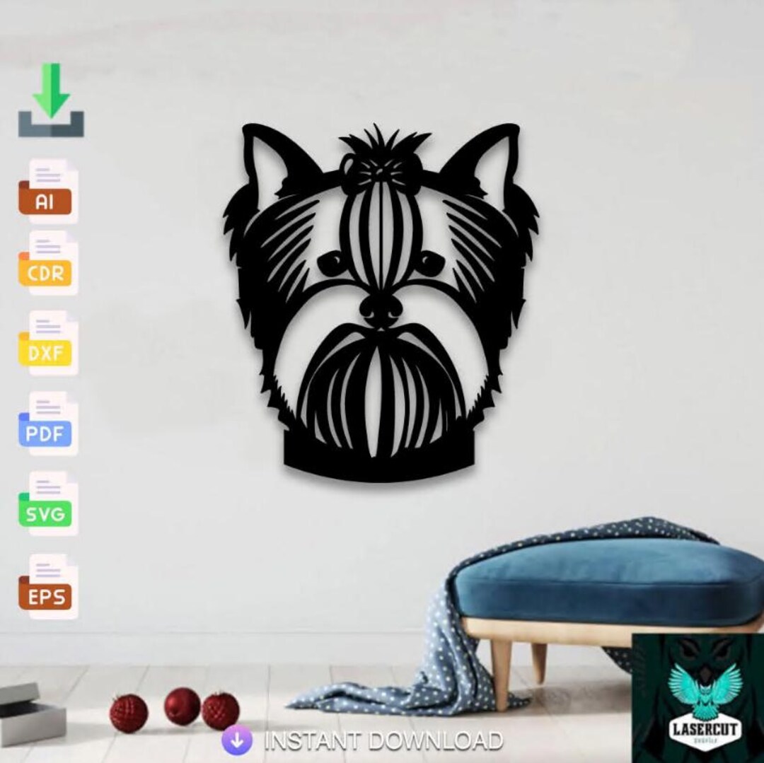Cute Dog Design Laser Cut Svg Dxf Files Wall Sticker Engraving Decal ...