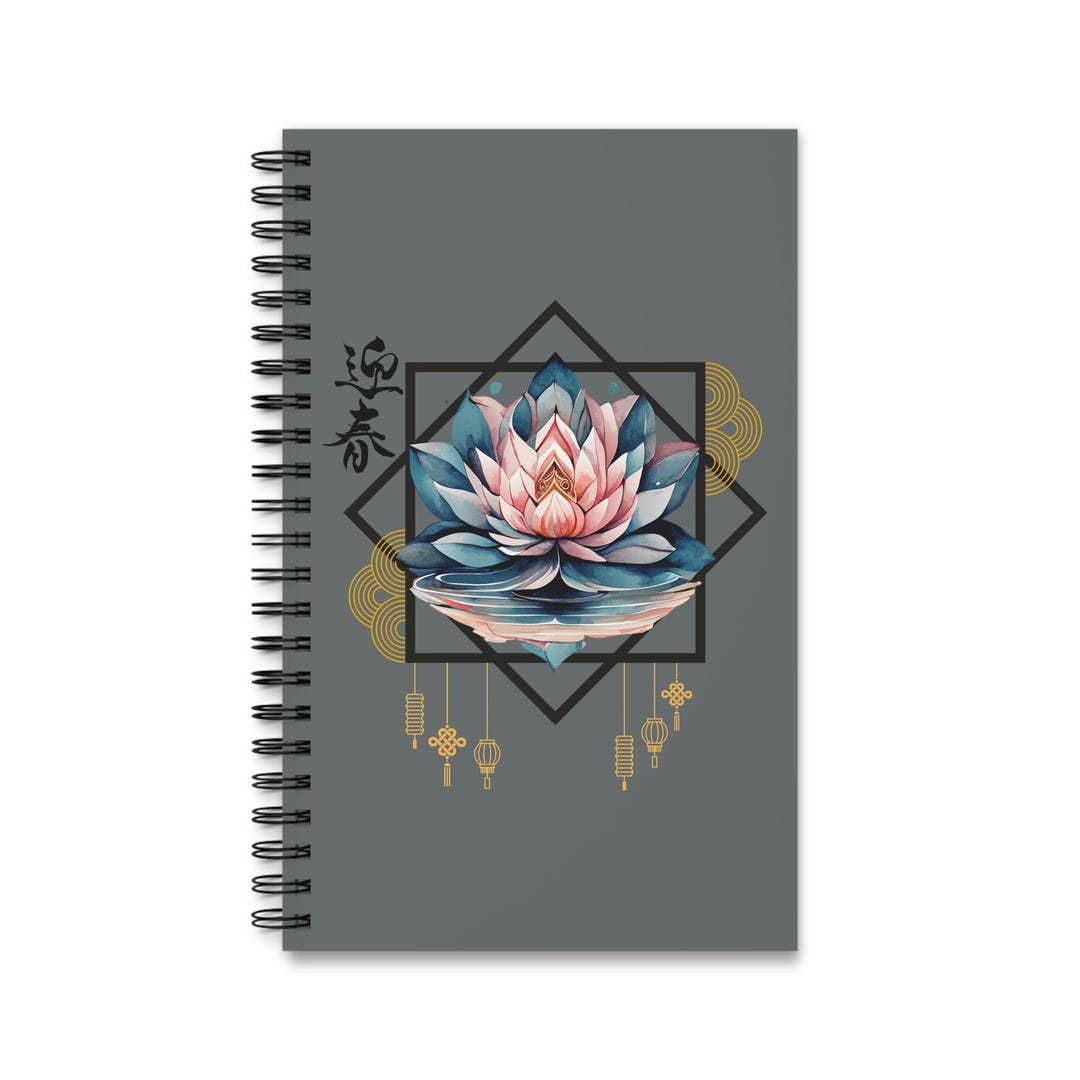 Lotus Blossom Spiral Journal - Floral Notebook, Geometric Lotus Design ...