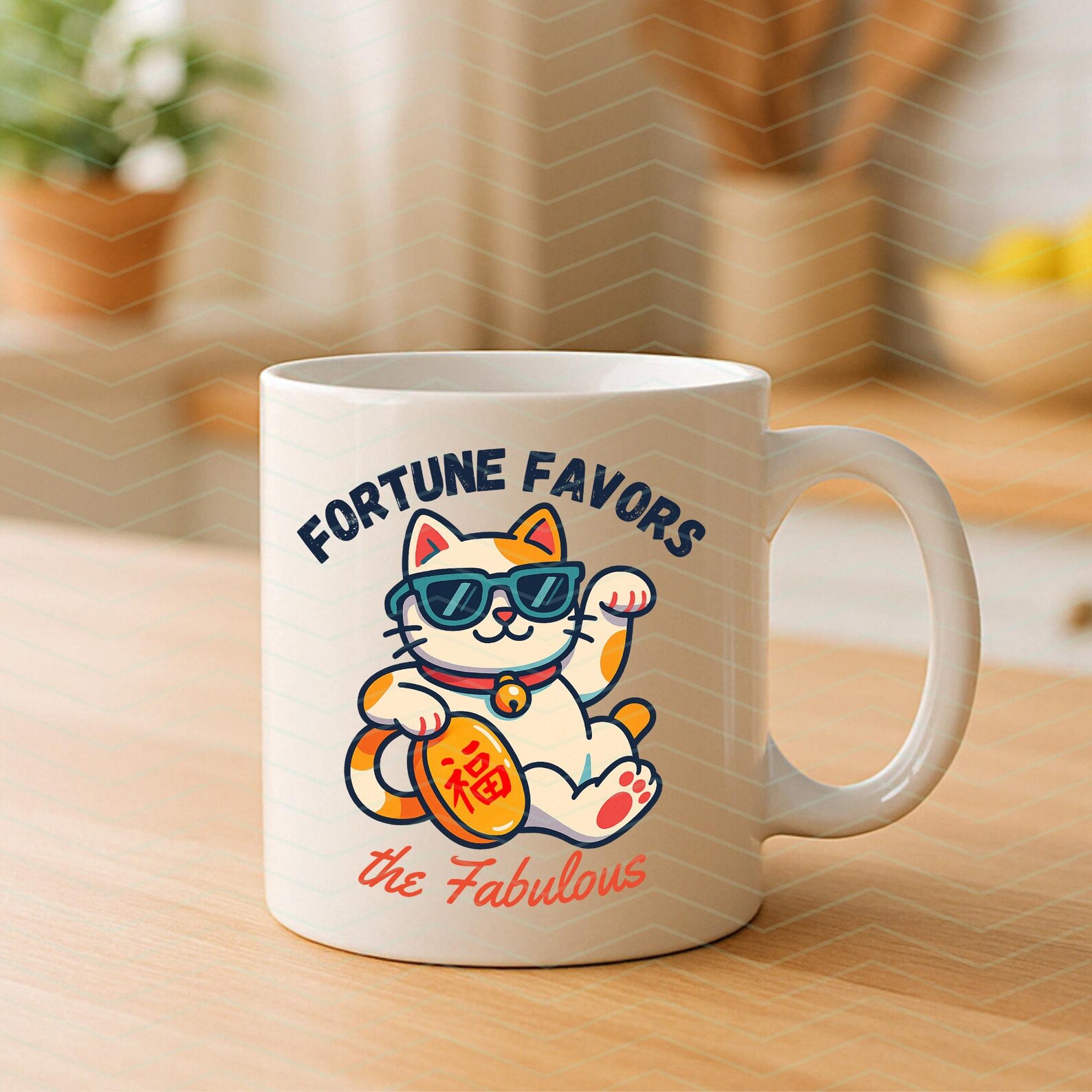 Fortune Favors the Fabulous Cool Lucky Cat Maneki Neko PNG SVG Design ...