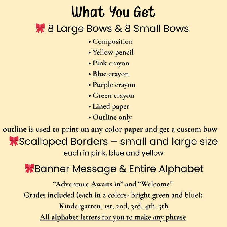 Bow Classroom Decor Bundle Teacher Banner and Bows Door Bulletin Board ...