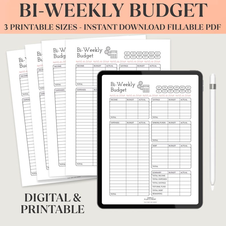 Biweekly Budget Planner Template Financial Tracker Printable Fillable ...