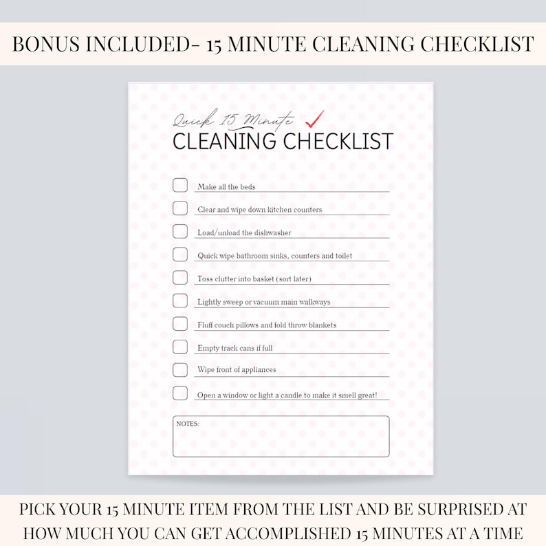Cleaning Checklist Printable: Housekeeping Schedule, Chore Chart (PDF ...
