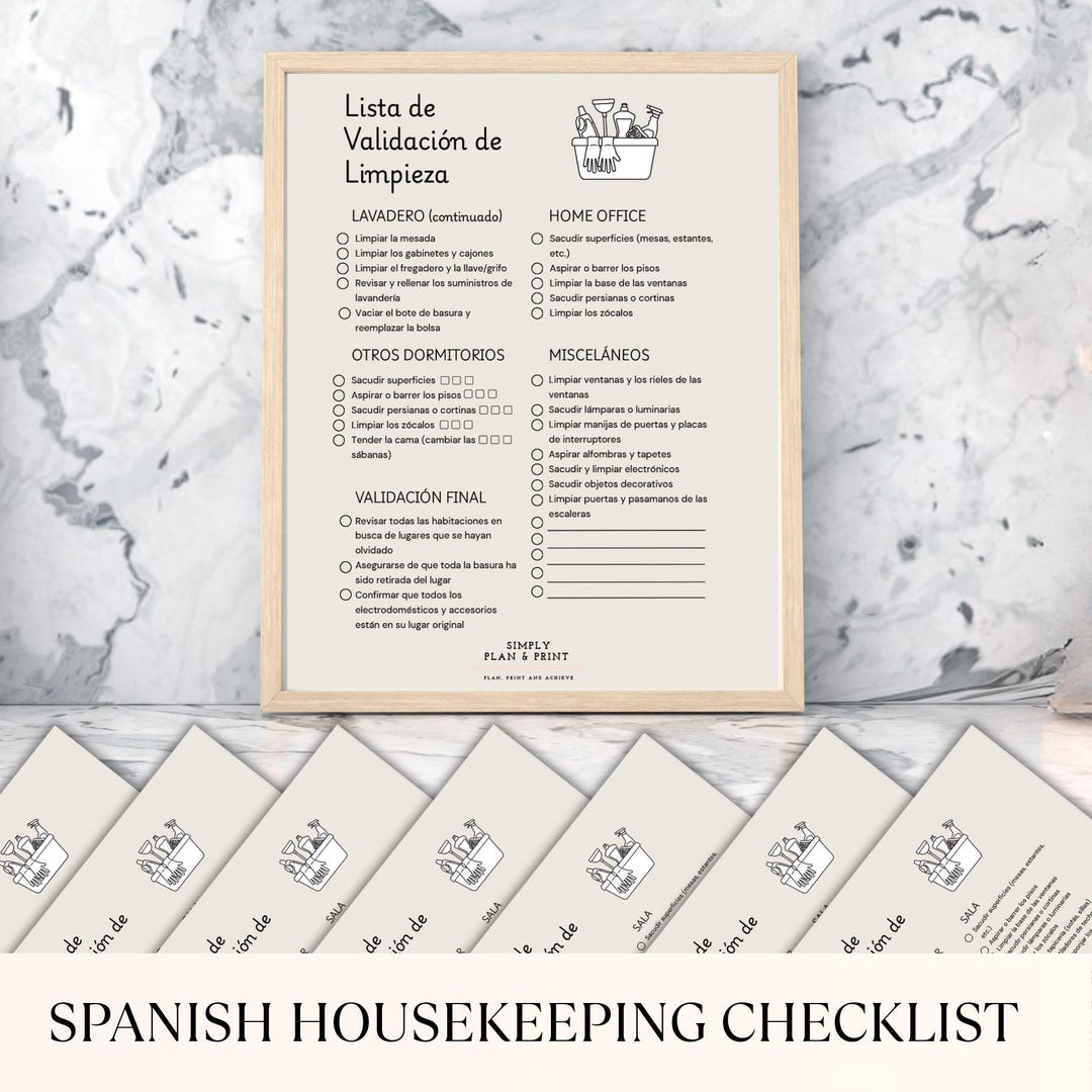 Spanish Cleaning Checklist House Cleaning List Daily Weekly Monthly ...