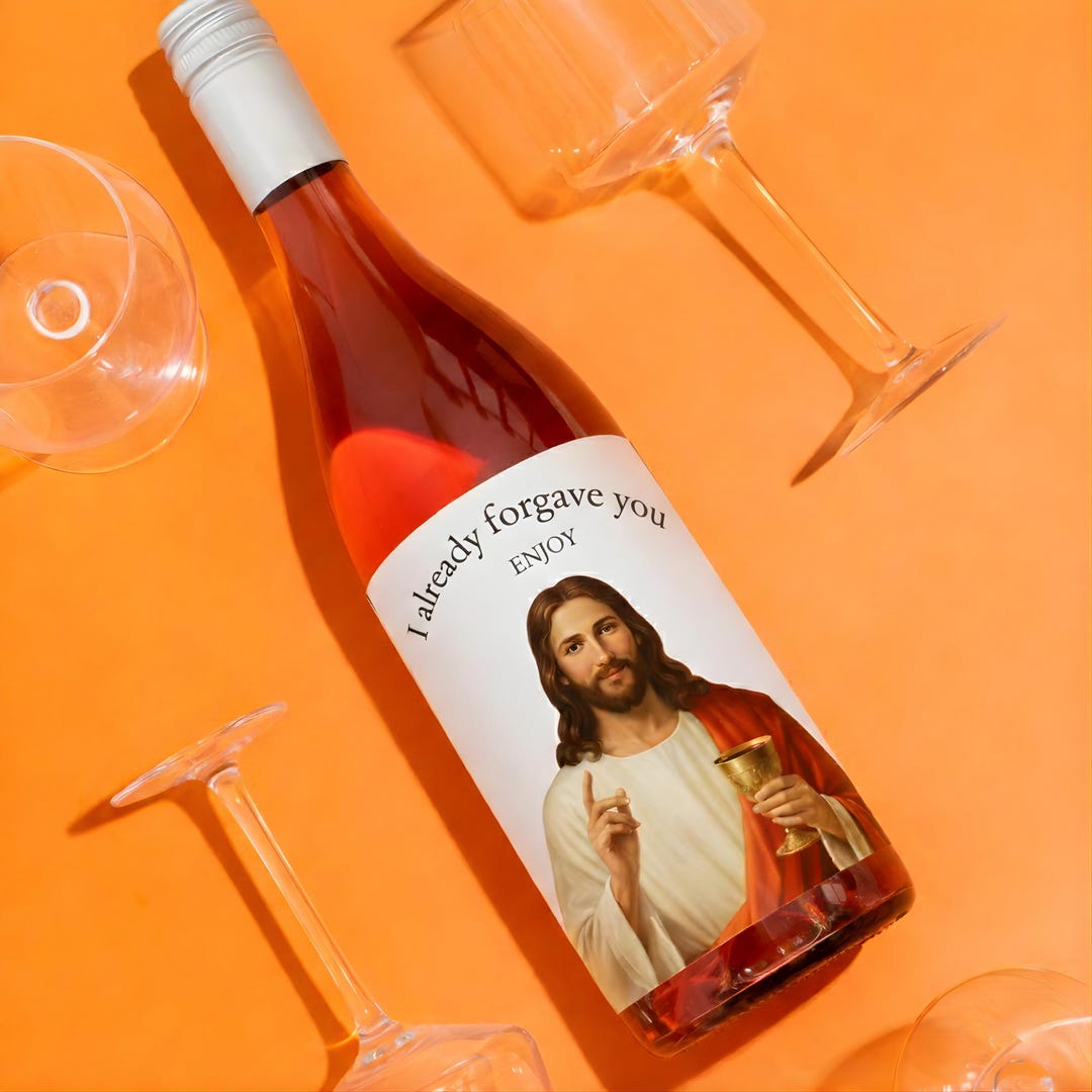 Funny Wine Label Jesus Party Gift Birthday Gift for Her Forgive Me Wine ...
