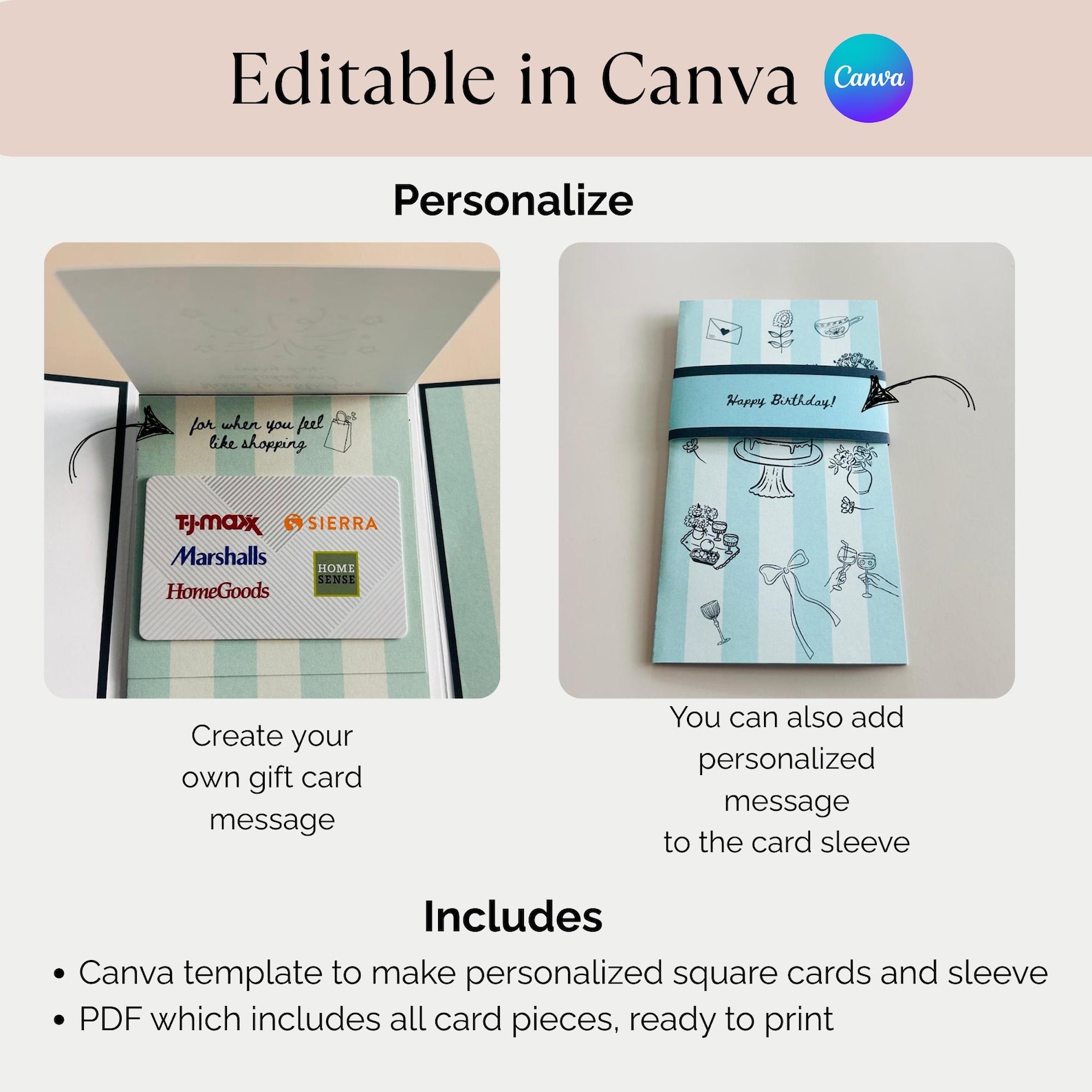 Custom Gift Card Book Gift Card Holder DIY Print Card Birthday Gifted ...