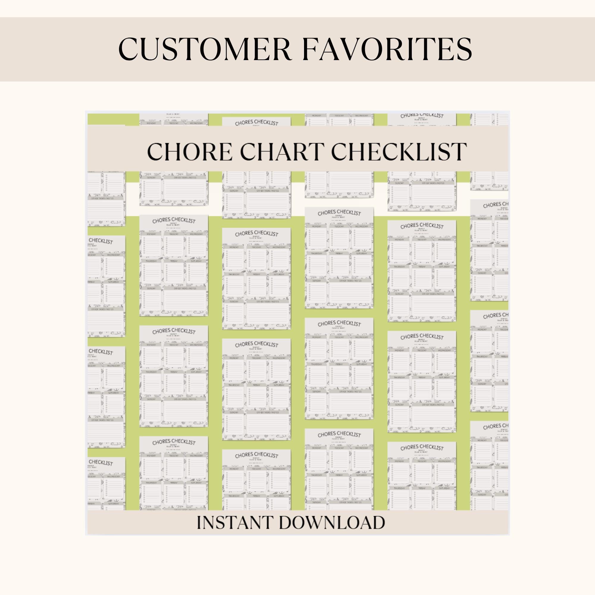 Daily Task Chart Printable Chore List for Kid Responsibility Chart ...
