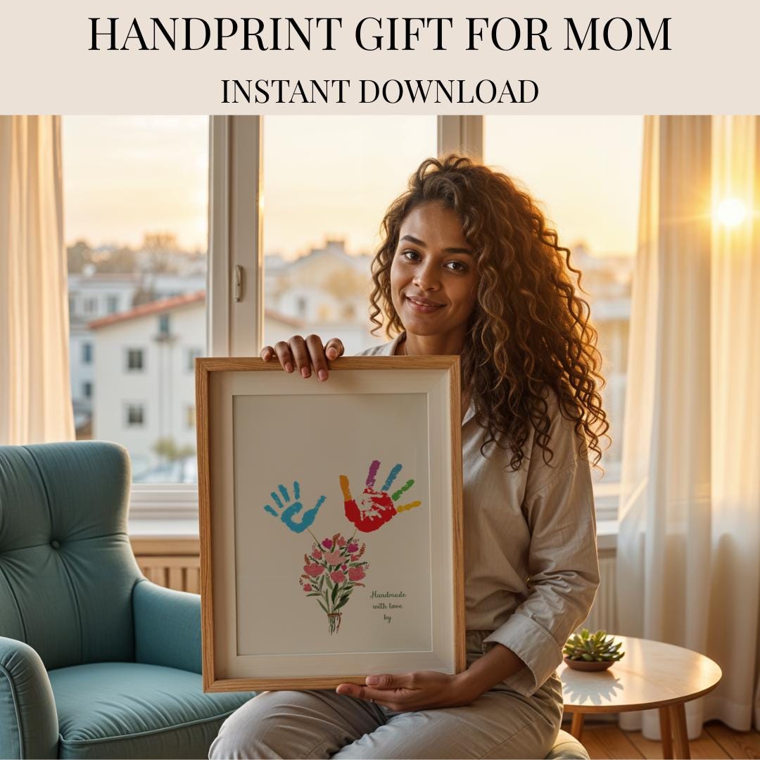 Handprint Flower Template Digital Download Mothers Day Cards Handprints ...