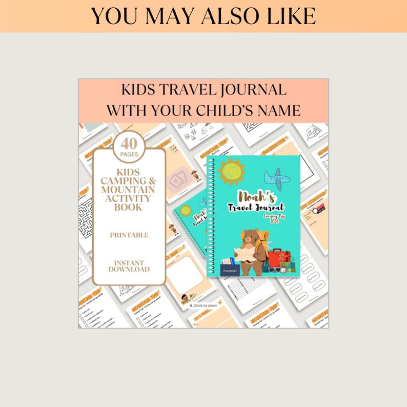 Personalized Kids Travel Journal Activity Pack: Printable Travel Diary ...