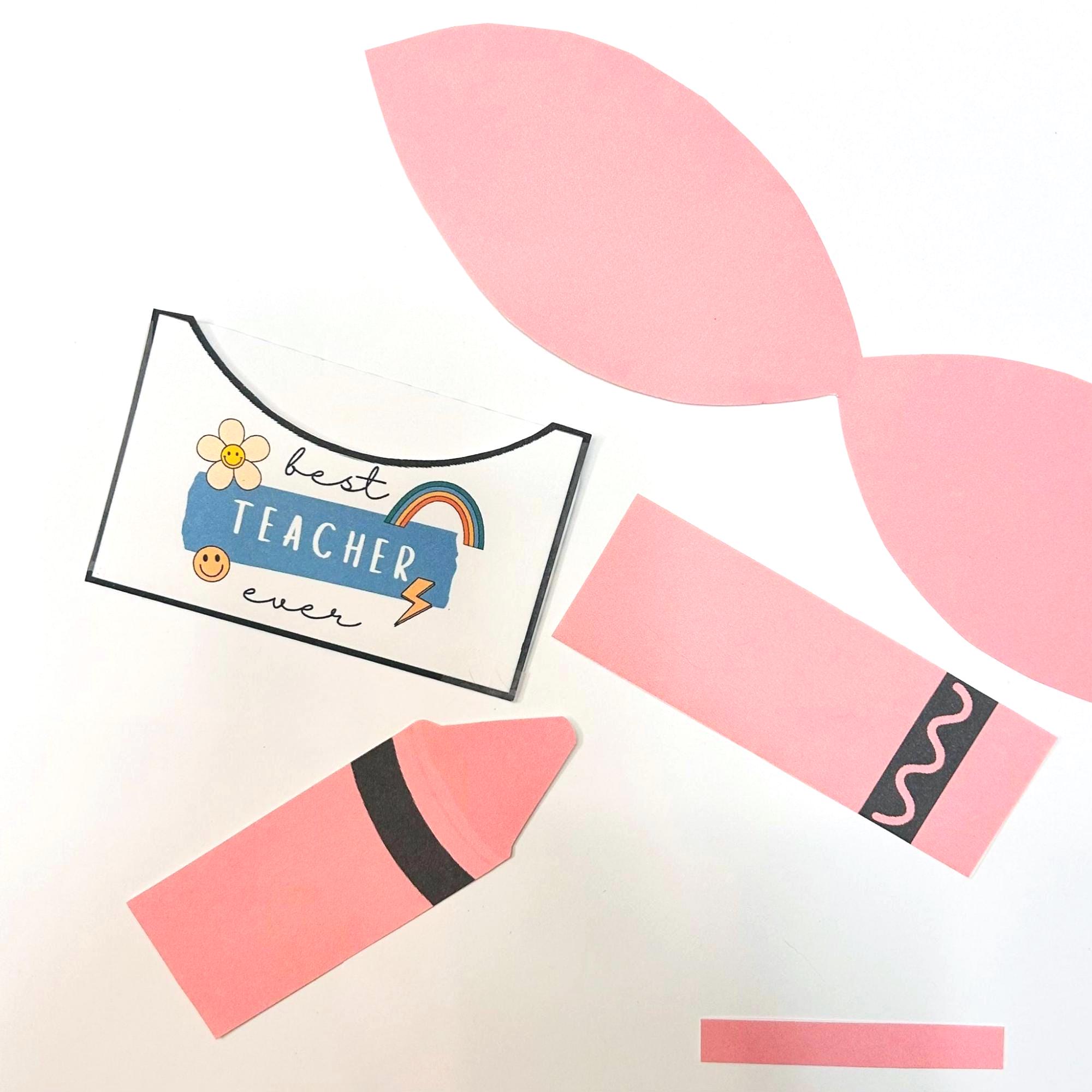 Teacher Gift Card Holder Coquette Back to School Gift Pink Crayon Bow ...
