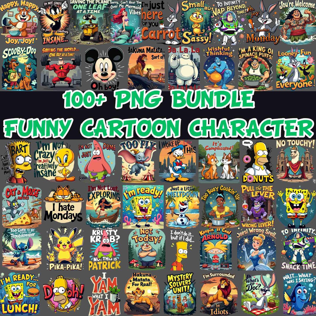 100+ Funny Cartoon Character Png Bundle, Retro Cartoon Png, Princess ...