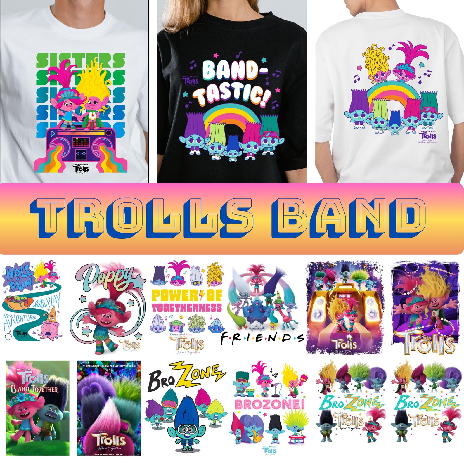 Trolls Band Together PNG Bundle | Poppy Brozone Friends Digital ...