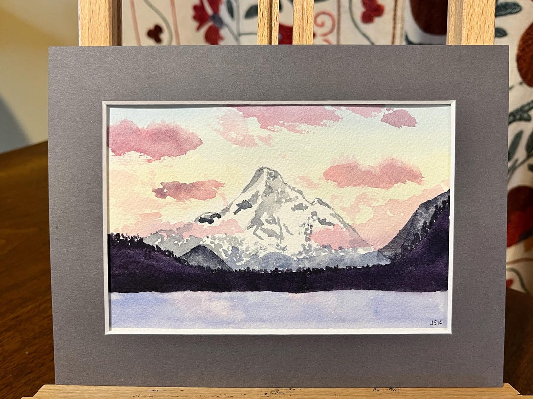 Mt. Hood Pretty in Pink Watercolor - Etsy
