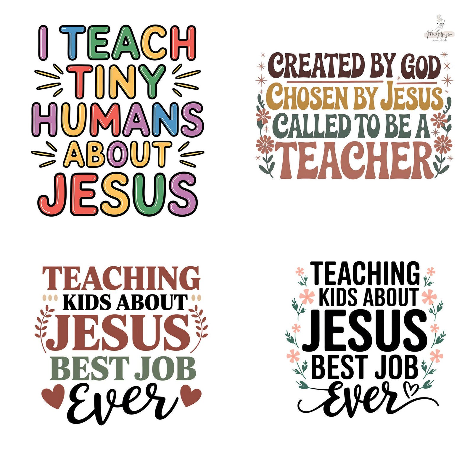 Teaching Kids About Jesus PNG Bundle, Christian Teacher Png, Christian ...