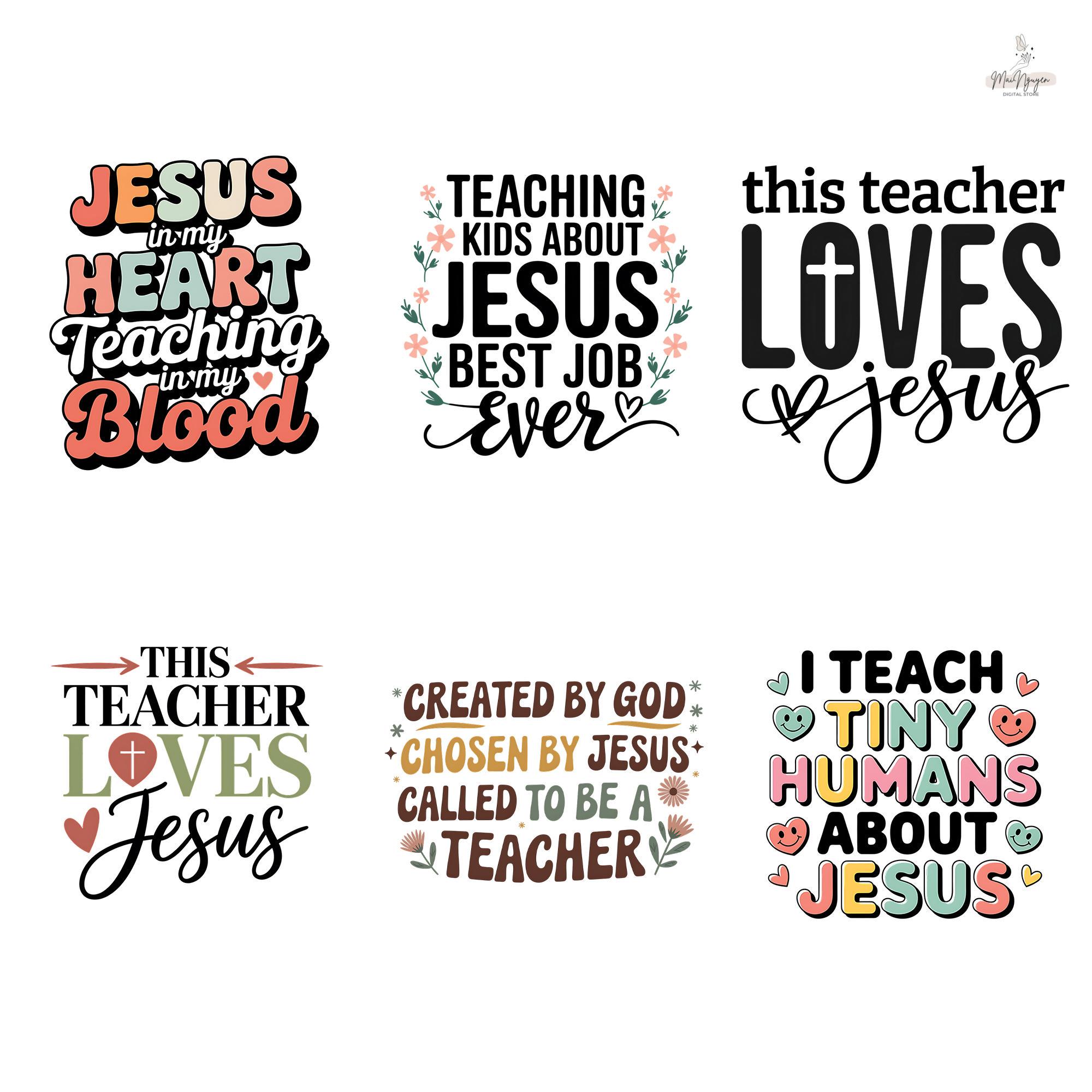 Teaching Kids About Jesus PNG Bundle, Christian Teacher Png, Christian ...