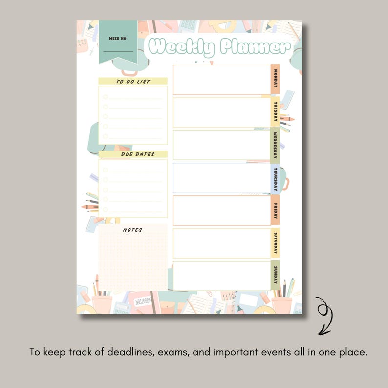 Student Weekly Planner, Weekly Schedule Template, Weekly Planner ...