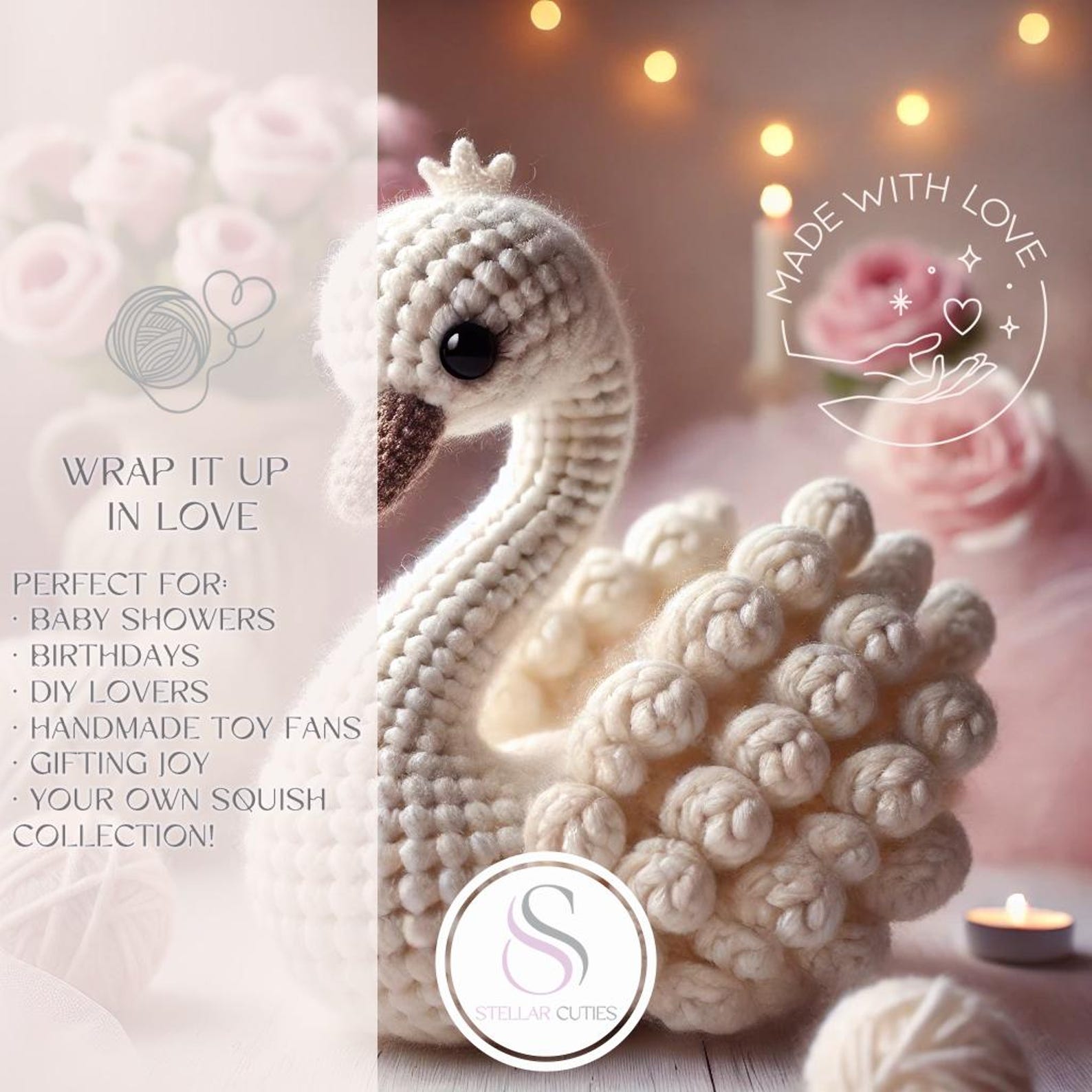 Amigurumi Crochet Swan Pattern PDF for Baby Stuffed Animal Project ...