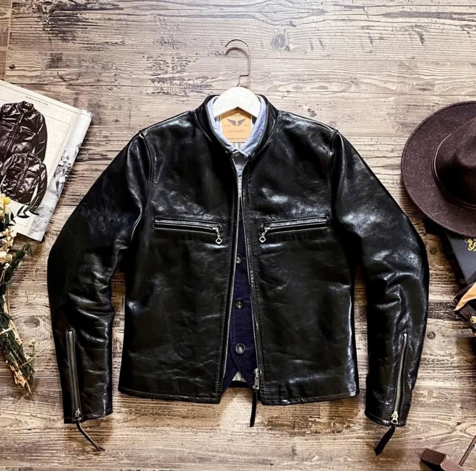 Teacore Horsehide Leather Jacket, Men's Biker Jacket - Etsy