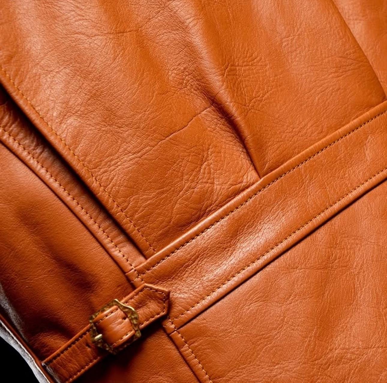 Shinki Horsehide Leather Jacket: 1940s Half Belt Harris Tweed Lined - Etsy