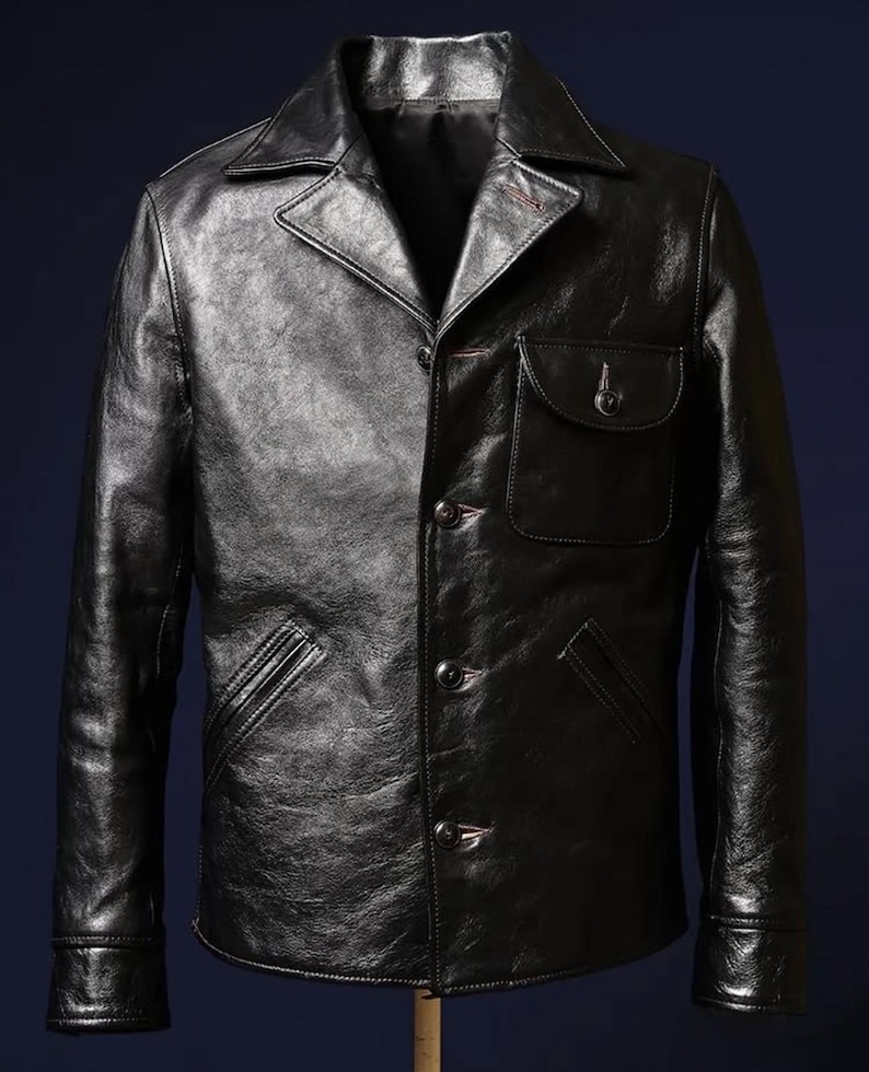 1940s Horsehide Leather Jacket: Half Belt, Shinki Hikaku, Black - Etsy
