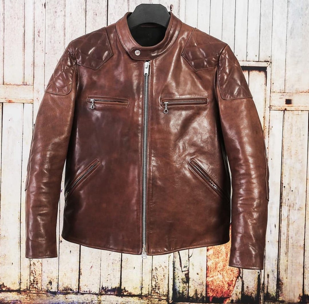 Men's Horsehide Leather Jacket: 1940s Style, Oil Waxed Brown - Etsy
