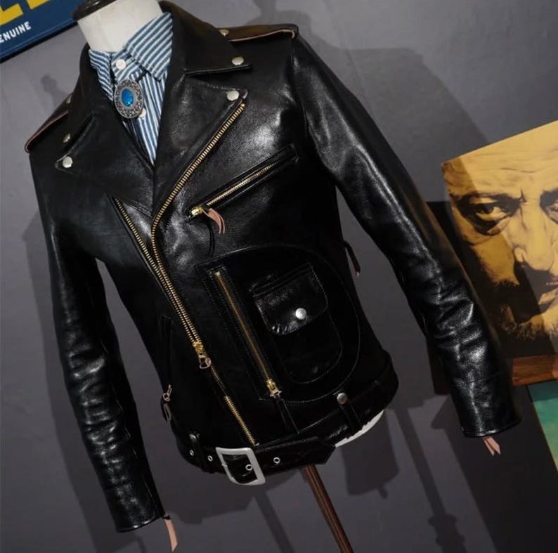 Teacore Horsehide Leather Biker Jacket: Buco J-24 Style, Tartan Lining ...
