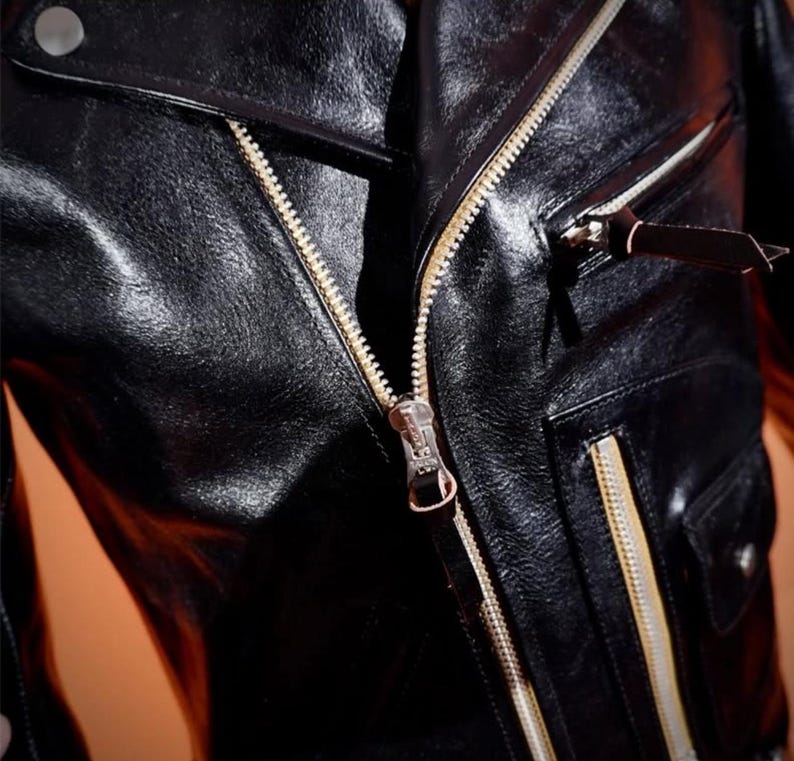 Teacore Horsehide Leather Motorcycle Jacket: Belted D-pocket, 1.2mm - Etsy