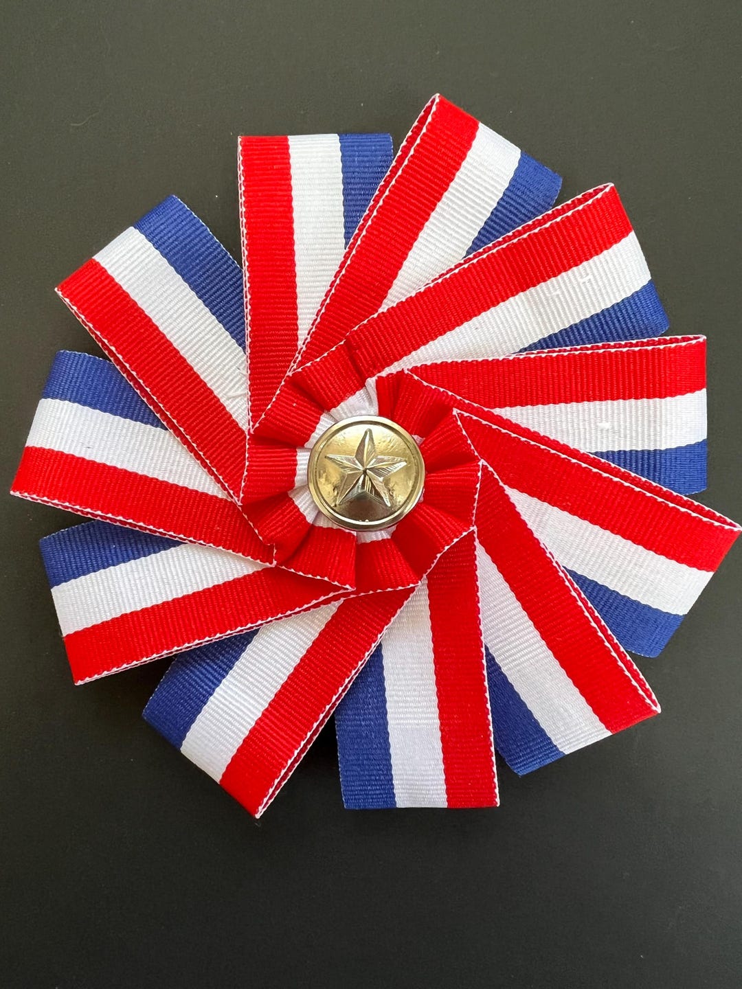 Red White Blue USA Cockade Rosette Pin Star Button Handmade American - Etsy