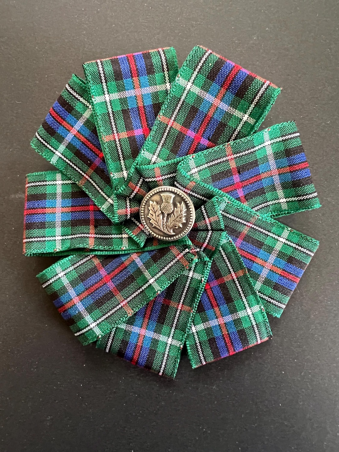 Mackenzie Tartan Plaid Cockade Rosette Thistle Button Handmade Scottish ...