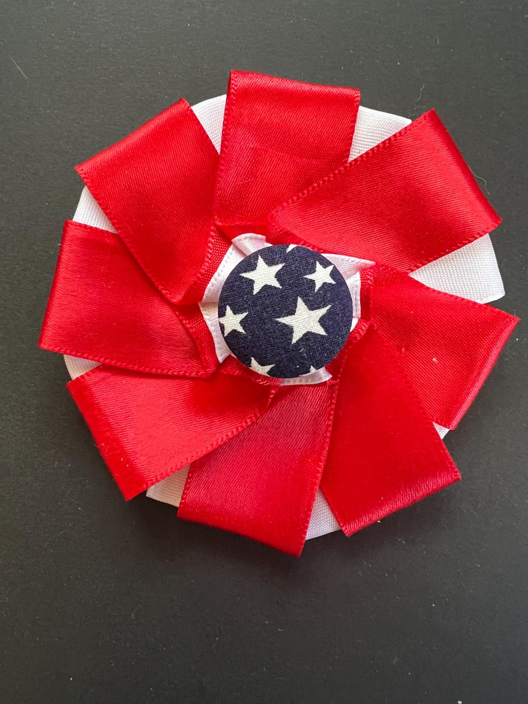 Red White Blue USA Cockade Rosette Pin Fabric Star Button Handmade ...