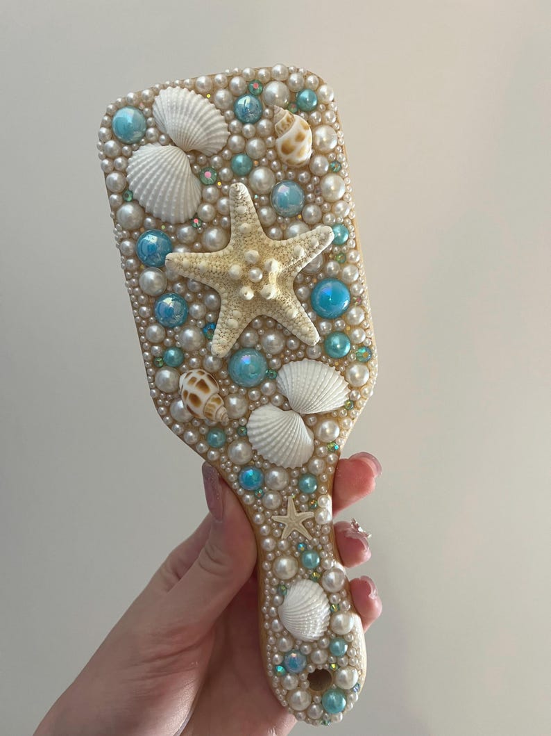 Blue Starfish Sparkle Mermaid Inspired Hairbrush - Etsy
