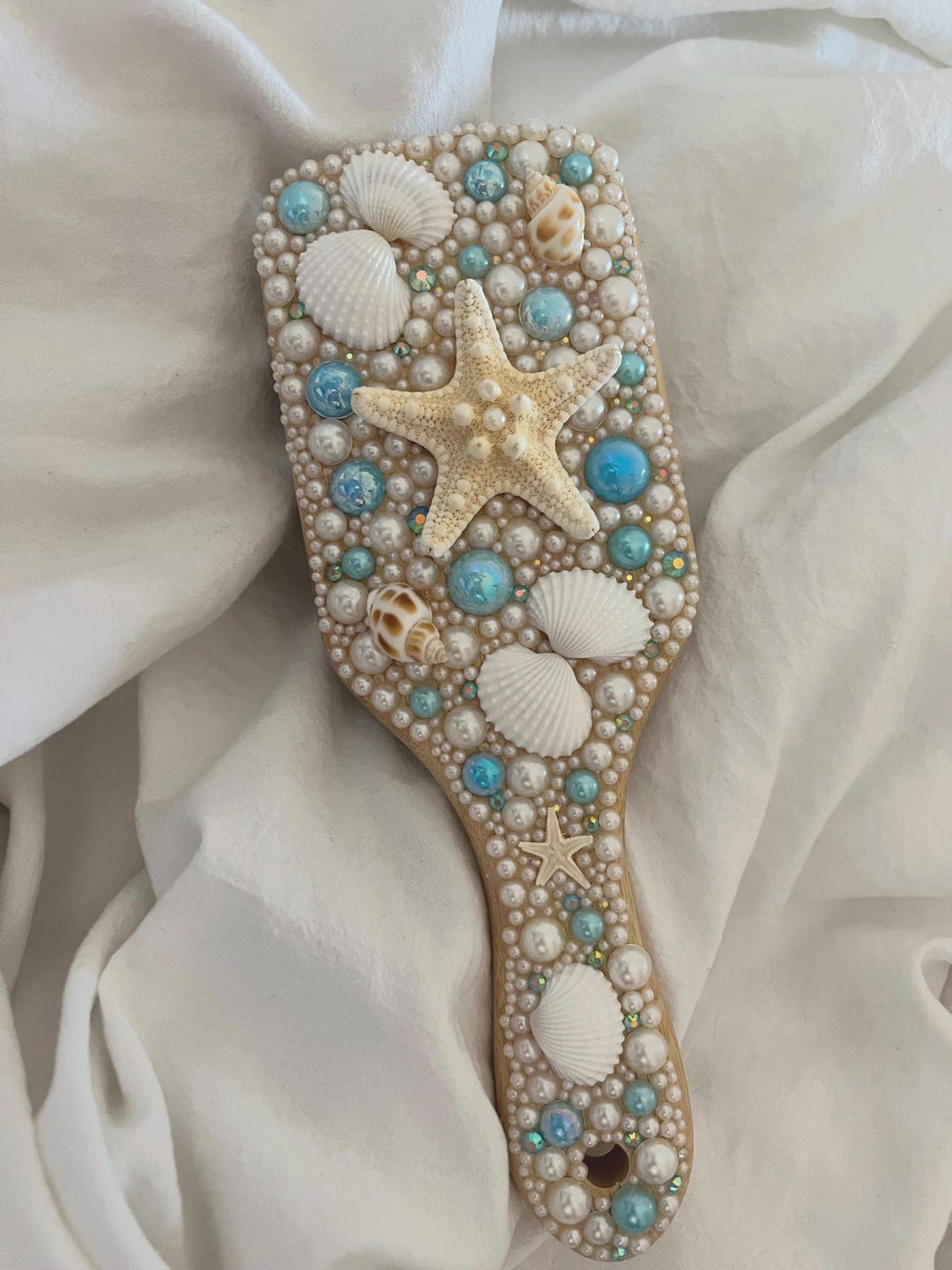 Blue Starfish Sparkle Mermaid Inspired Hairbrush - Etsy