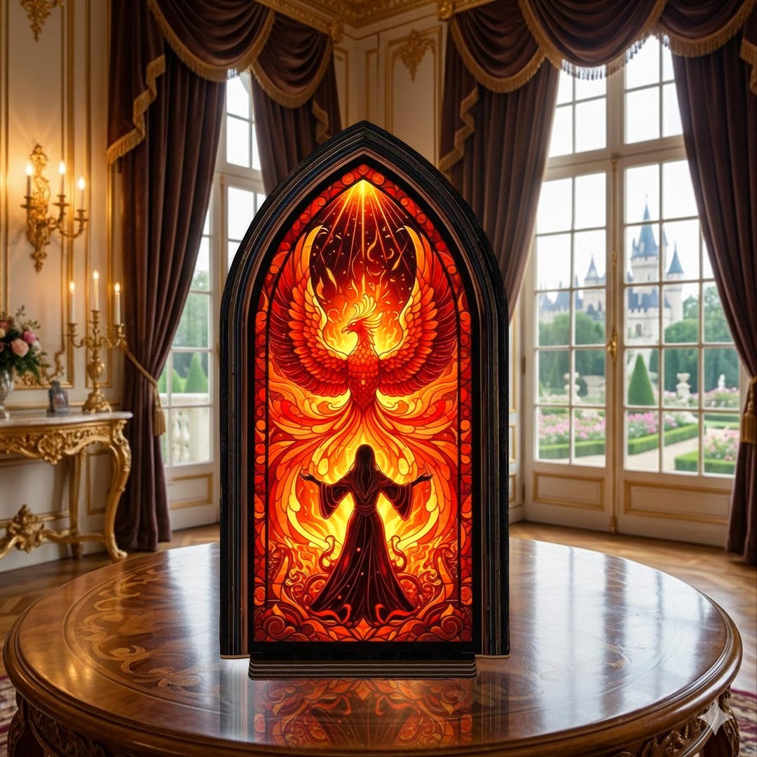 Phoenix Rising Suncatcher Candle Holder, Fire Goddess Book Nook ...