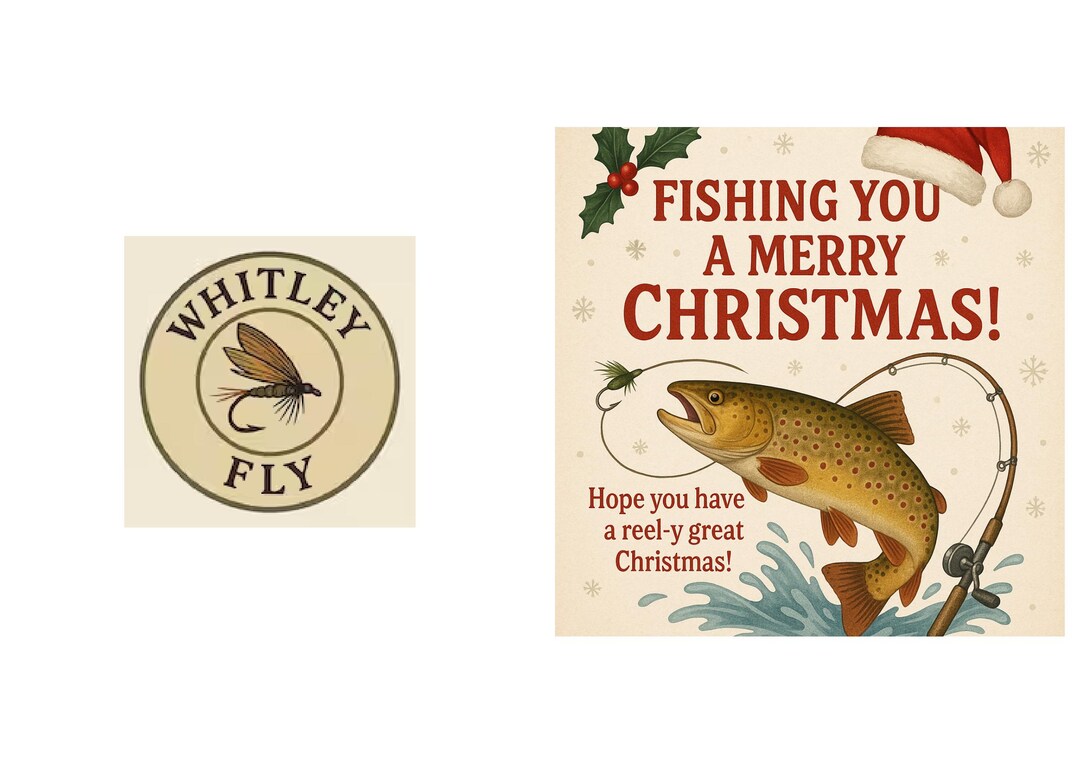 Fishing You a Merry Christmas Card • Vintage Brown Trout Christmas Card ...