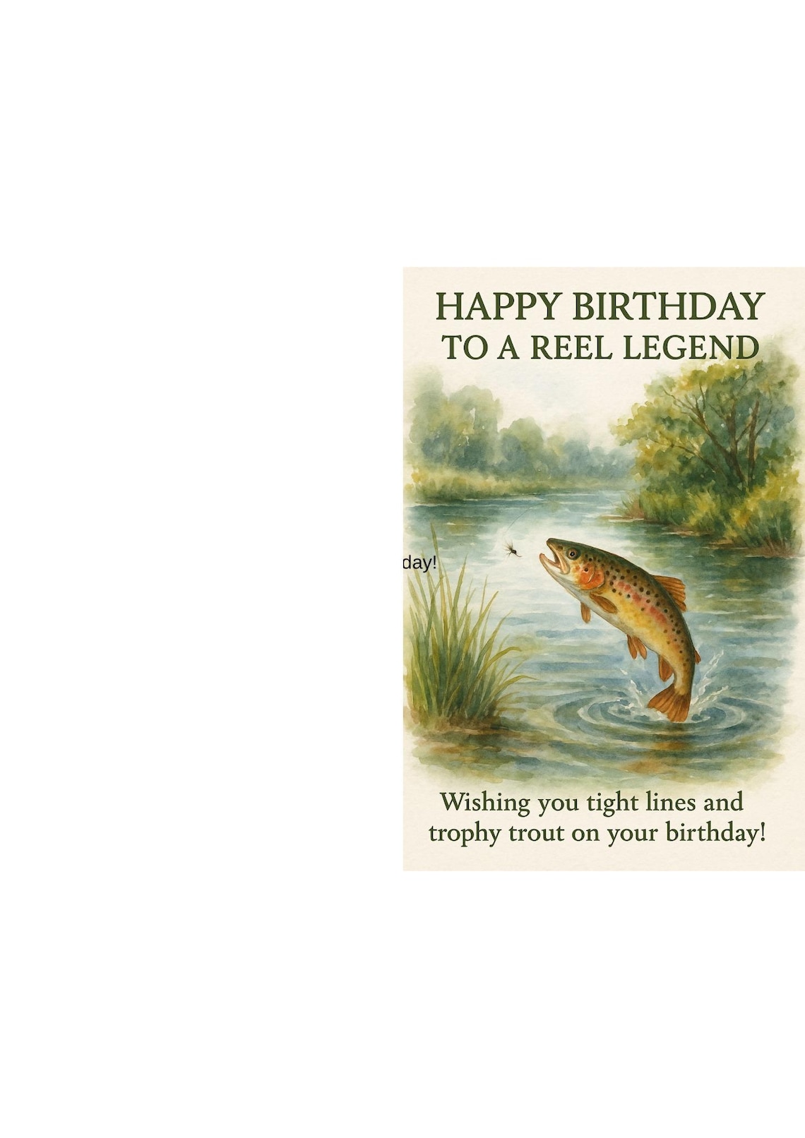 Watercolor Trout Fishing Birthday Card: Angler Legend (digital Download ...