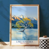 Lake Wanaka Wall Art, Wanaka Tree Print, Lake Wanaka Watercolor Art ...