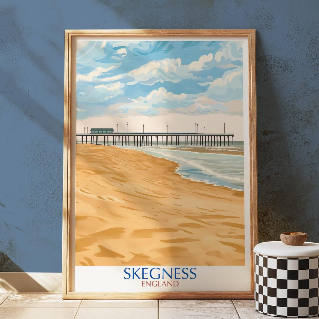 Skegness Pier Art Print, Coastal England Travel Poster - Etsy